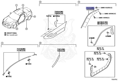 SU003-07280 - Toyota - Moulding, Roof Drip Side Finish, Rh - Nengun ...