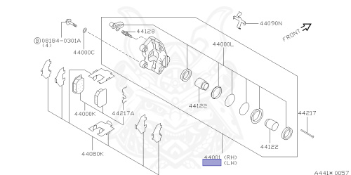 44011-43P00 - Nissan - REAR CALIPER ASSEMBLY, LH w/o PAD & SHIM ...