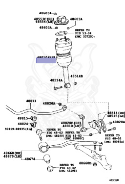 48010-40080 - Toyota - CYLINDER ASSY, PNEUMATIC, FRONT RH W/SHOCK ...