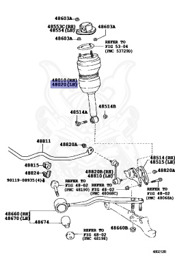 48010-40080 - Toyota - CYLINDER ASSY, PNEUMATIC, FRONT RH W/SHOCK ...