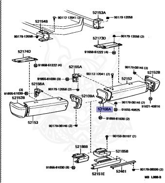 52108-90A00 - Toyota - BUMPER SUB-ASSY, REAR SIDE, RH - Nengun Performance