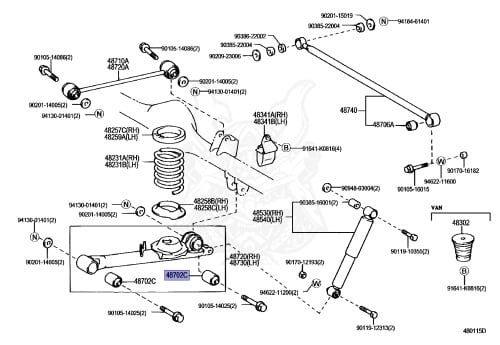 48704-28040 - Toyota - BUSH SUB-ASSY, LOWER CONTROL ARM - Nengun ...