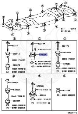52203-60060 - Toyota - CUSHION SUB-ASSY, CAB MOUNTING, NO.2 UPPER ...