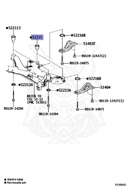 52215-58010 - Toyota - CUSHION, FRONT SUSPENSION MEMBER BODY MOUNTING ...