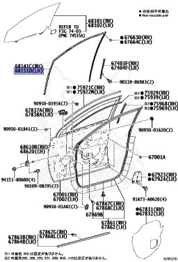 68151-48070 - Toyota - RUN, FRONT DOOR GLASS, LH - Nengun Performance