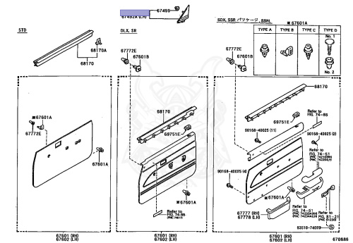67491-89101 - Toyota - GARNISH, FRONT DOOR LOWER FRAME BRACKET, RH ...