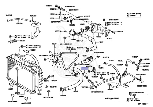 16283-42010 - Toyota - HOSE, WATER BY-PASS, NO.6 - Nengun Performance