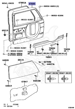 67005-6A190 - Toyota - PANEL SUB-ASSY, BACK DOOR - Nengun Performance
