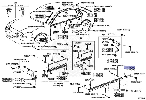 75861-30080 - Toyota - PROTECTOR, ROCKER PANEL MOULDING, NO.1 - Nengun ...