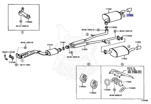 17408-74080 - Toyota - BAFFLE, TAIL PIPE - Nengun Performance
