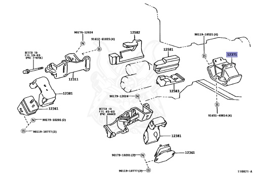 12371-34030 - Toyota - INSULATOR, ENGINE MOUNTING, REAR NO.1 - Nengun ...