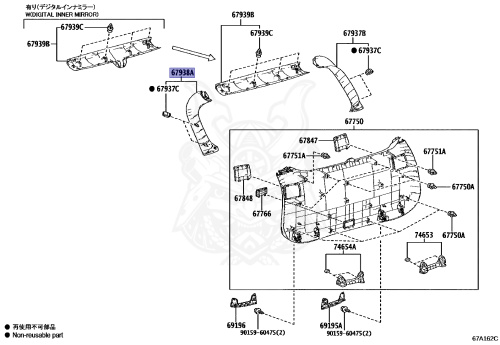 67938-42070-C0 - Toyota - BACK DOOR SIDE GARNISH, LH - Nengun Performance