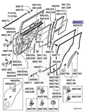 5755A095 - Mitsubishi - WEATHERSTRIP,RR DOOR OPENING,INR LH - Nengun ...