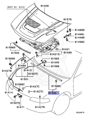 MR280225 - Mitsubishi - Weatherstrip, Hood, Rr - Nengun Performance