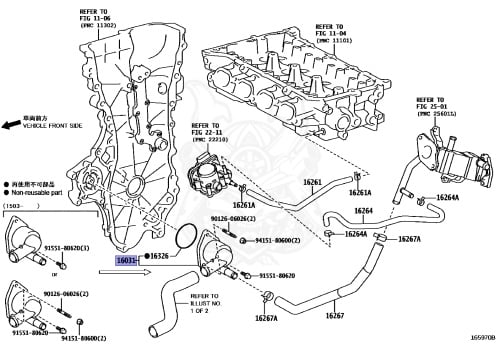 16031-37010 - Toyota - WATER INLET SUB-ASSY, W/THERMOSTAT - Nengun ...