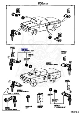 69051-19105 - Toyota - CYLINDER & KEY SET, DOOR LOCK, RH - Nengun ...