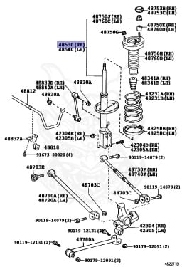 48530-80364 - Toyota - ABSORBER ASSY, SHOCK, REAR RH - Nengun Performance