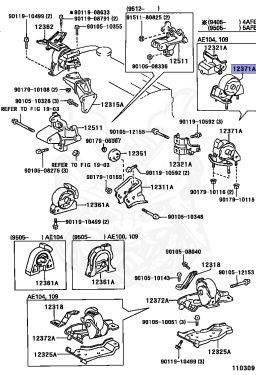 12371-15240 - Toyota - INSULATOR, ENGINE MOUNTING, REAR - Nengun ...
