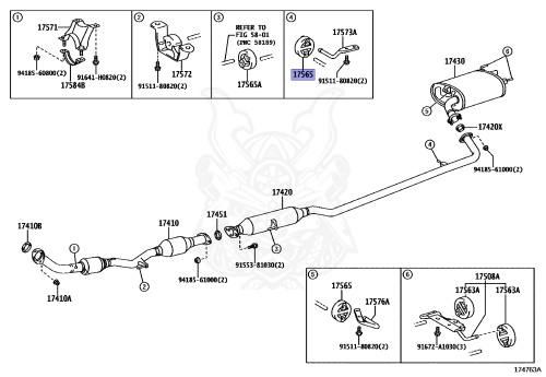 17565-22040 - Toyota - SUPPORT, EXHAUST PIPE - Nengun Performance