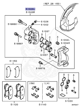 MR510537 - Mitsubishi - Caliper Kit, Fr Brake, Lh - Nengun Performance