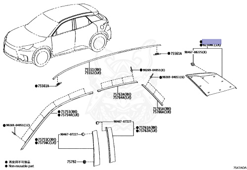 62505-WY020 - Lexus - COVER SUB-ASSY, QUARTER PILLAR, RH - Nengun ...