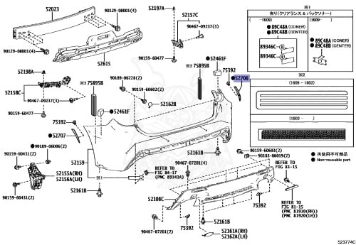 52706-24010-J0 - Lexus - MOULDING SUB-ASSY, REAR BUMPER SIDE, RH ...