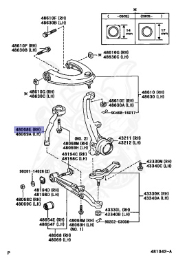 48660-51020 - Toyota - Arm Sub-assy, Front Suspension, Lower No.2 RH ...