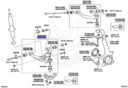 48069-60040 - Toyota - Arm Sub - Assy, Front Suspension, Lower No. 1 Lh ...