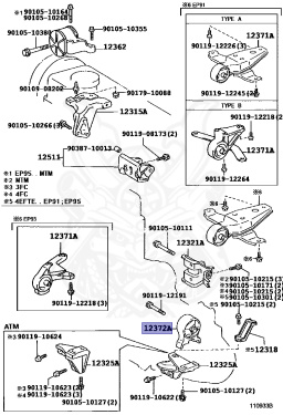 12372-10040 - Toyota - Insulator, Engine Mounting, Lh (for Transverse ...