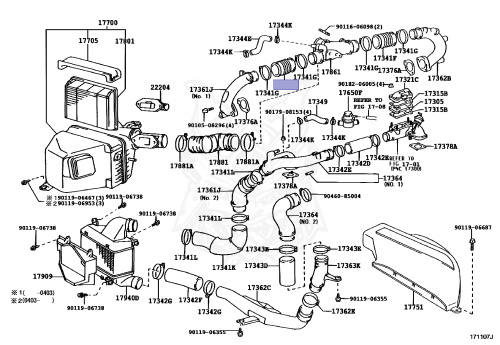 17341-46070 - Toyota - Hose, Air, No.1 - Nengun Performance