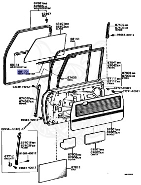 68180-10020 - Toyota - Weather Strip Assy, Front Door Glass, Inner ...