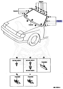 75534-20260 - Toyota - Moulding, Windshield, Outside Lh - Nengun ...