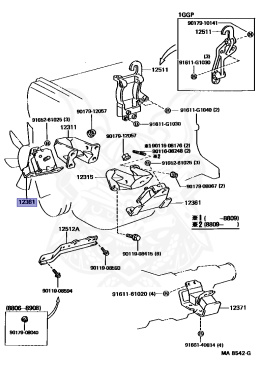 12361-70080 - Toyota - Insulator, Engine Mounting, Front - Nengun ...