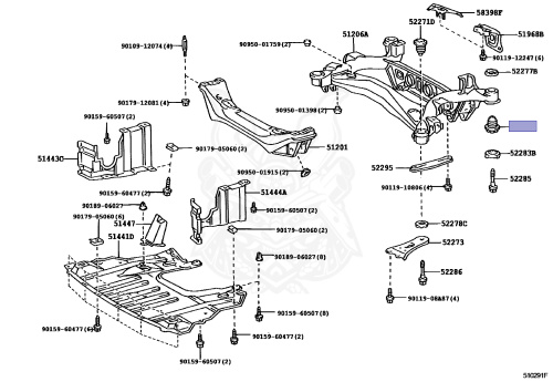52275-30070 - Toyota - Cushion Rear Suspension Member Body Mounting ...