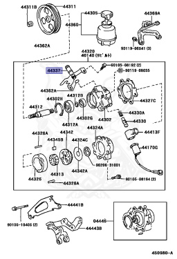 44337-10071 - Toyota - Union, Power Steering Suction Port - Nengun ...