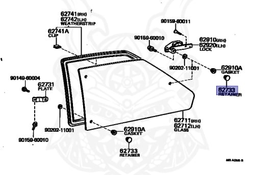 62735-12010 - Toyota - Retainer, Quarter Or Side Window Hinge - Nengun ...
