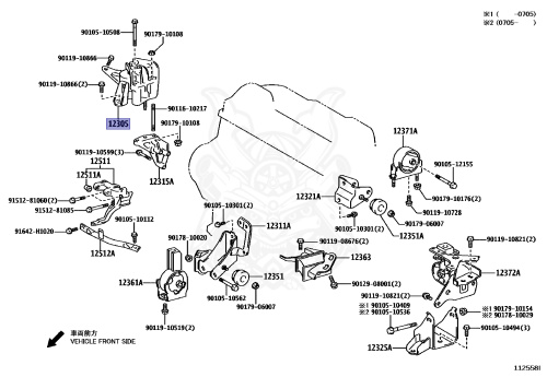 12305-74350 - Toyota - Insulator Sub-assy, Engine Mounting, Rh - Nengun ...
