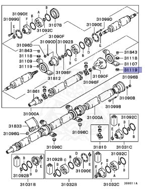 MB837586 - Mitsubishi - Insulator, Propeller Shaft Ctr Bearing, Lwr ...