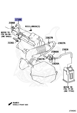 17308-28010 - Toyota - Hose Sub-assy, Vacuum (for Idle-up) - Nengun ...