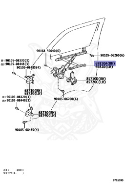 69801-26050 - Toyota - Regulator Assy, Front Door Window, Rh - Nengun ...