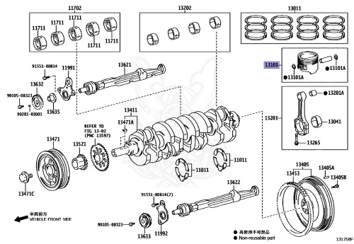 13101-75130 - Toyota - Piston Sub-assy, W / Pin - Nengun Performance