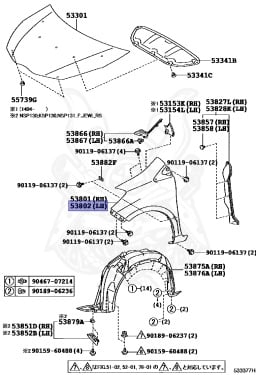 53812-52360 - Toyota - Fender Sub-assy, Front Lh - Nengun Performance