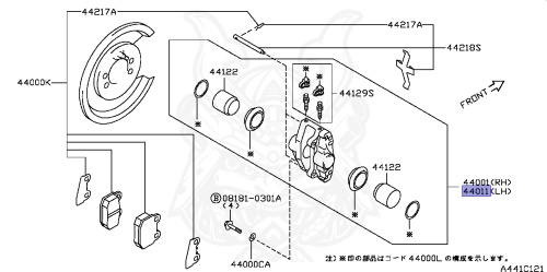 44011-AA300 - Nissan - Brake Caliper, Rear LH w/o Pad & Shim - Nengun ...