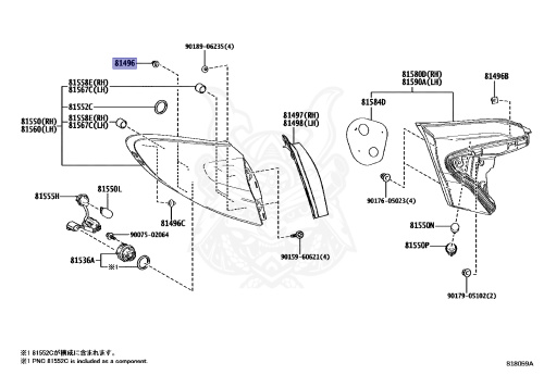 81496-52020 - Toyota - Guide, Rear Combination Lamp, No.2 - Nengun ...