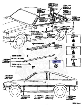 75395-12020 - Toyota - Clip (for Quarter Window Outside Moulding ...