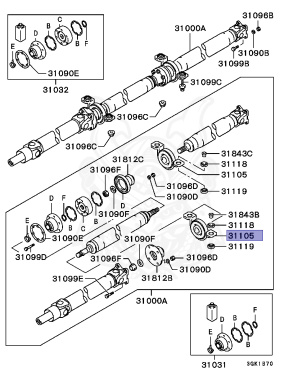 MR196669 - Mitsubishi - Front Propeller Shaft Center Bearing - Nengun ...
