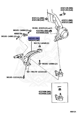 48068-48010 - Toyota - Arm Sub-assy, Front Suspension, Lower No. 1 Rh ...