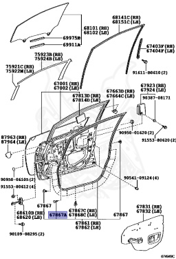 67869-20030 - Toyota - Clip, Roof Side Rail Weatherstrip - Nengun ...
