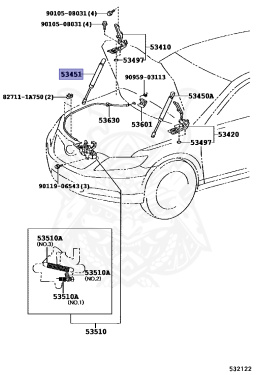53440-06050 - Toyota - Hood Support Rod - Nengun Performance