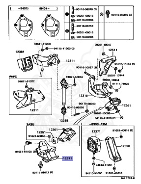 12371-15050 - Toyota - Insulator, Engine Mounting, Rear No.1 - Nengun ...